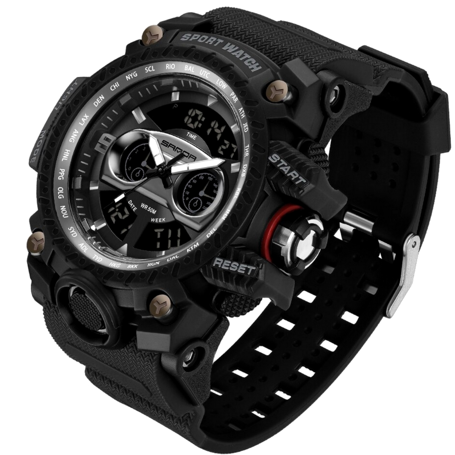 Relogio Masculino Esportivo Quartzo Dupla Exibicao Digital A Prova ...