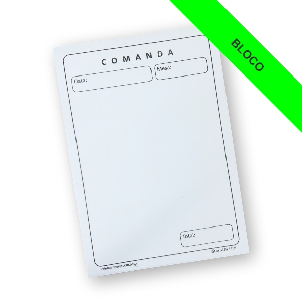 Bloco de Comanda c/ 100 Folhas S/ Pauta | PRINT COMPANY